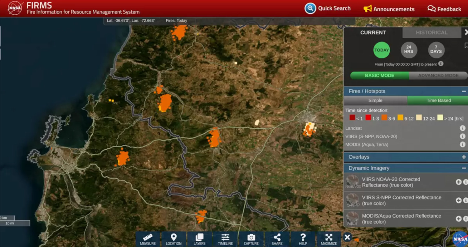 Mapa de focos de incendio en Chile en tiempo real mediante satélites de ...